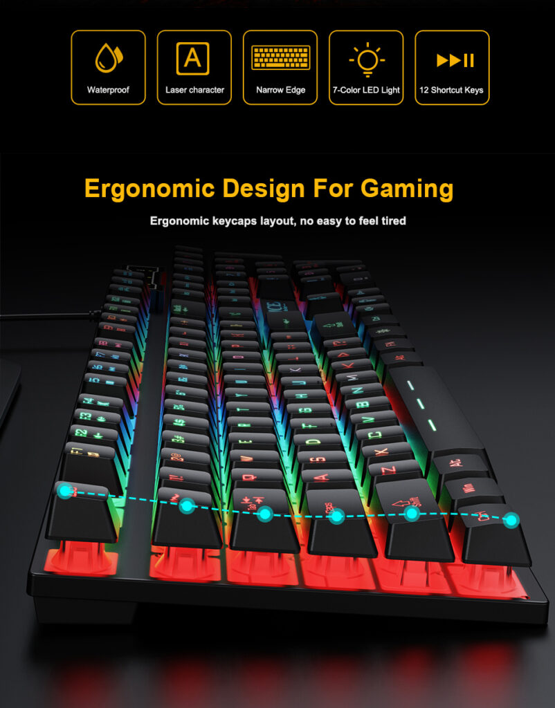 Gamer Keyboard And Mouse PC Gaming Keyboard RGB Backlit Keyboard Rubber ...